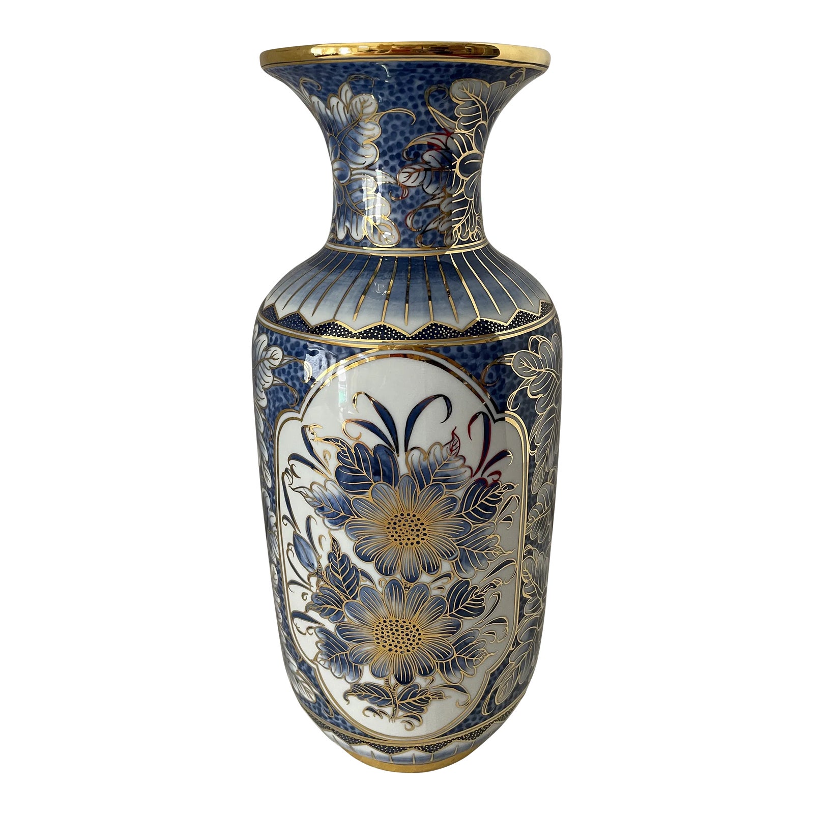 Vintage 1970s Chinoiserie MP Hand Painted Floral Vase | Chairish