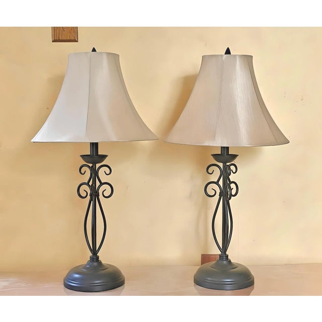 21st Century Wrought Iron Table Lamps - a Pair | Chairish