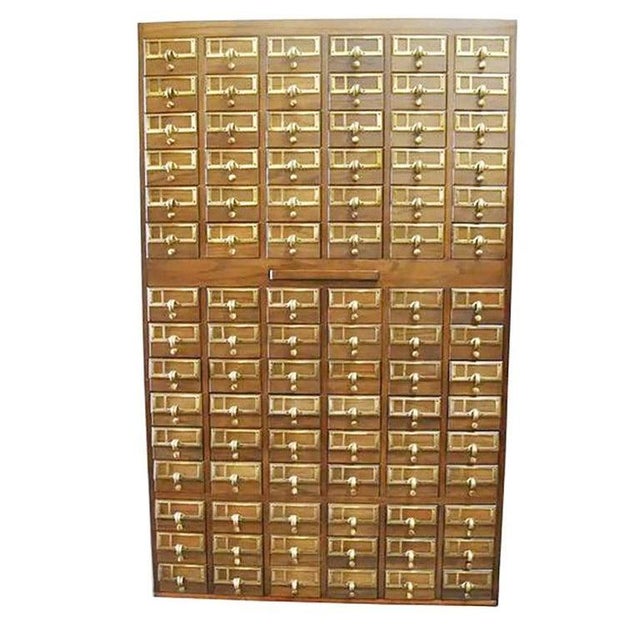 1950s Vintage 90 Drawer Library Card Catalogue | Chairish
