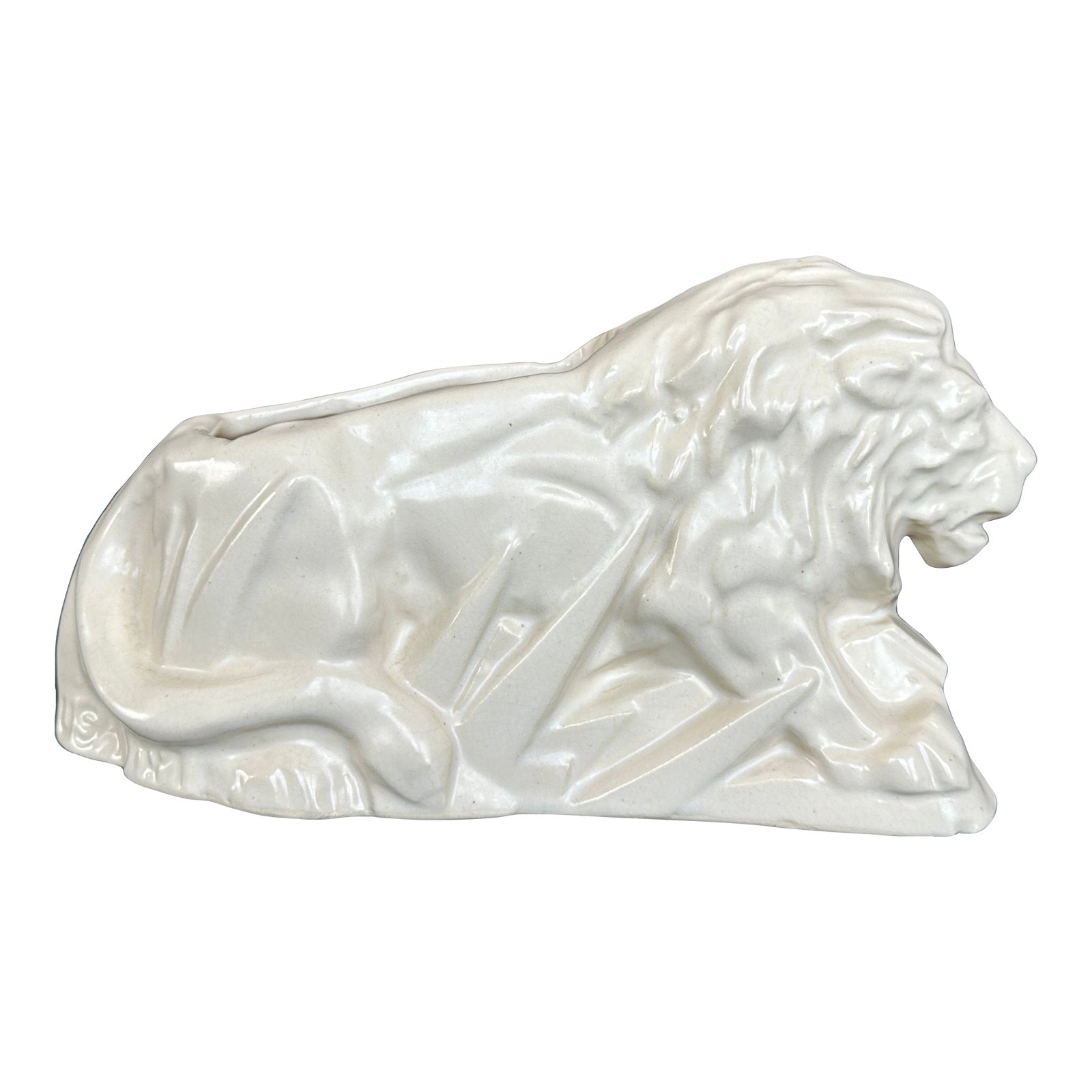 Nelson McCoy Pottery Planter Art Deco Lion Figurine | Chairish