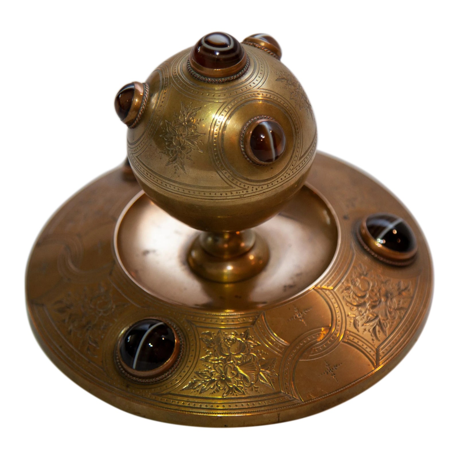 Early 1900s Arts and Crafts Brass Ship's Ink Well | Chairish