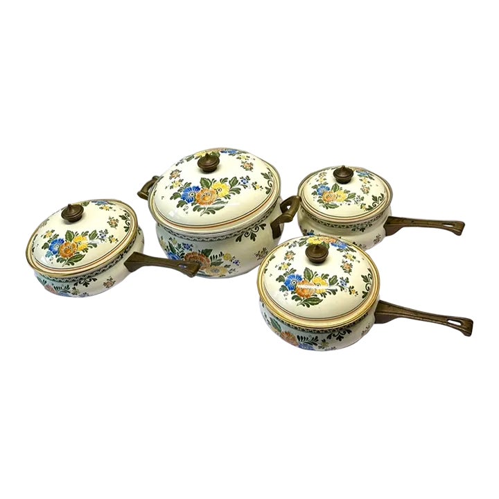 Vintage 1960s Asta Enamelware Cookware - 8 Piece Set | Chairish