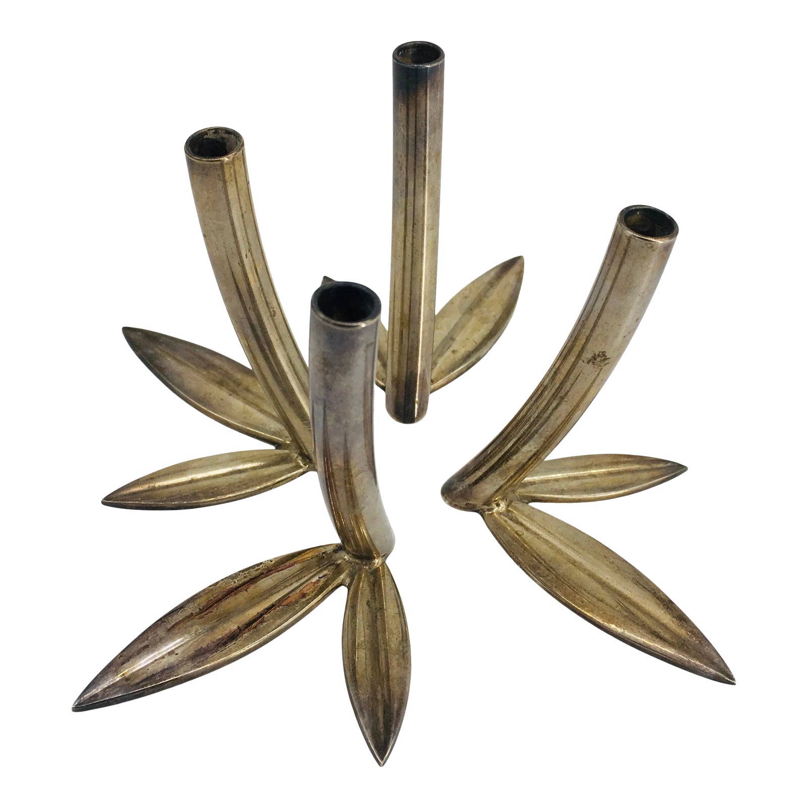 Vintage Bamboo-Form Candlesticks- Set of 4 | Chairish
