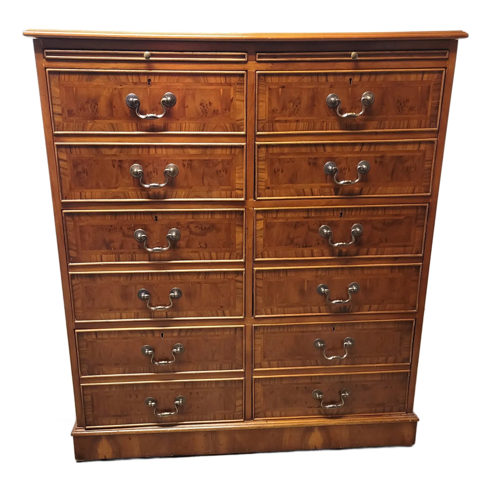 Regency Style Yew Wood 6-Drawer Filing Cabinet With Pull-Out Slides ...