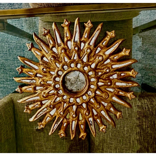 Sunburst Giltwood Spanish Colonial Convex Wall Mirror | Chairish