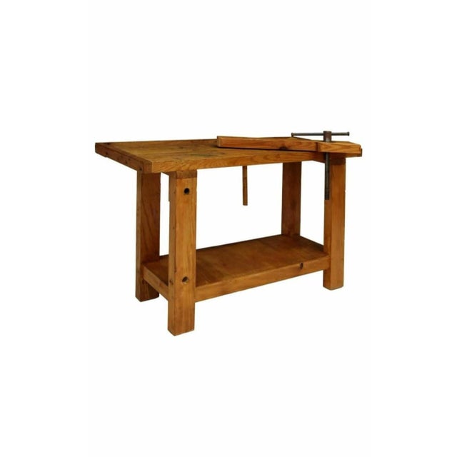 Vintage Carpentry Woodworking Pine Workbench Table | Chairish