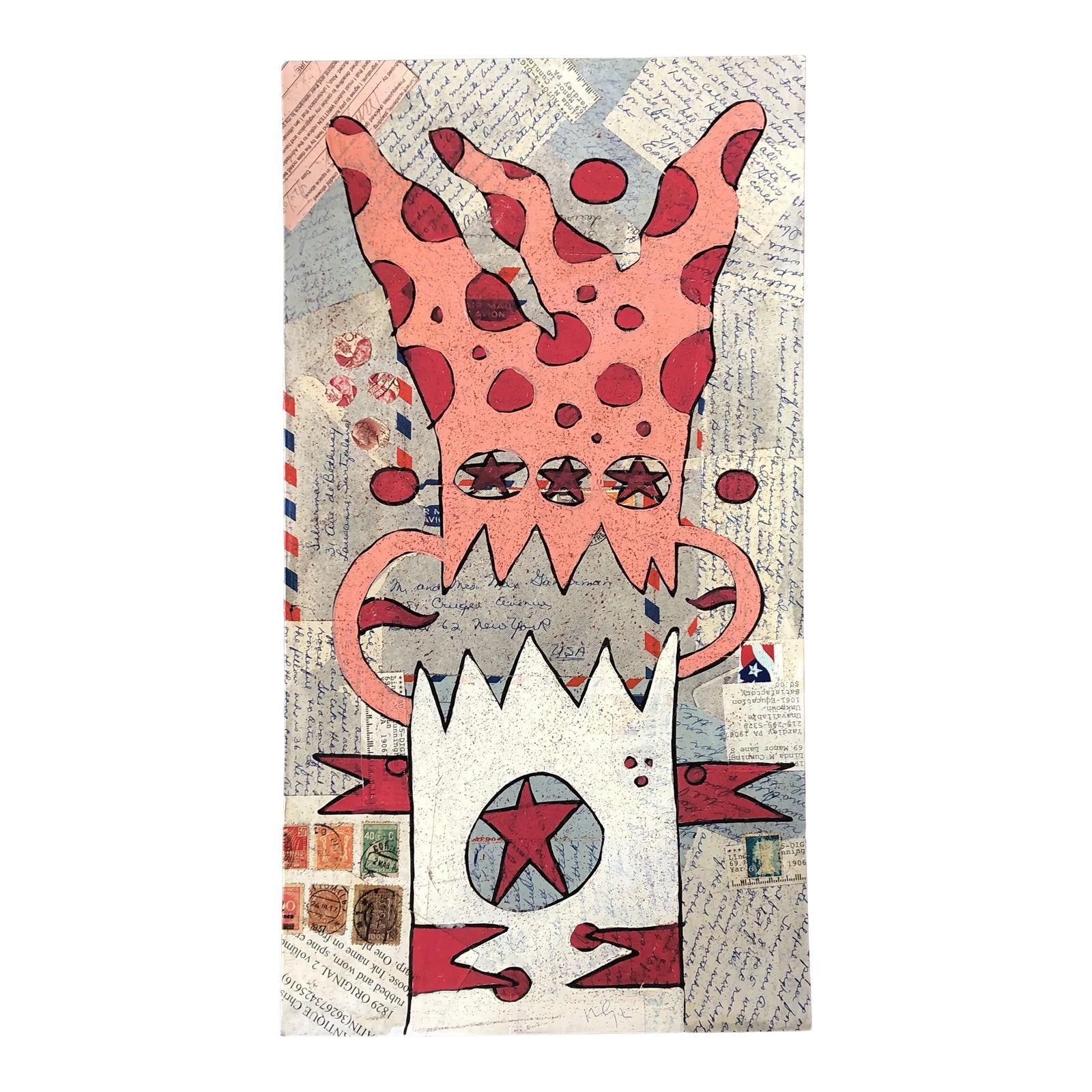 Original Contemporary Wayne Cunningham Abstract Painting/Collage Signed ...