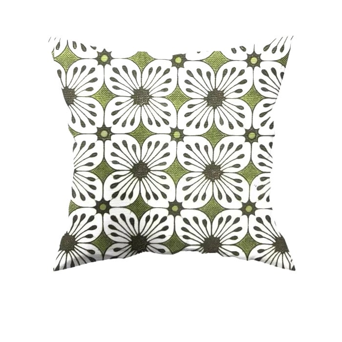 Custom Made 22" X 22" Quadrille Barbados Batik Jungle Green Brown on ...