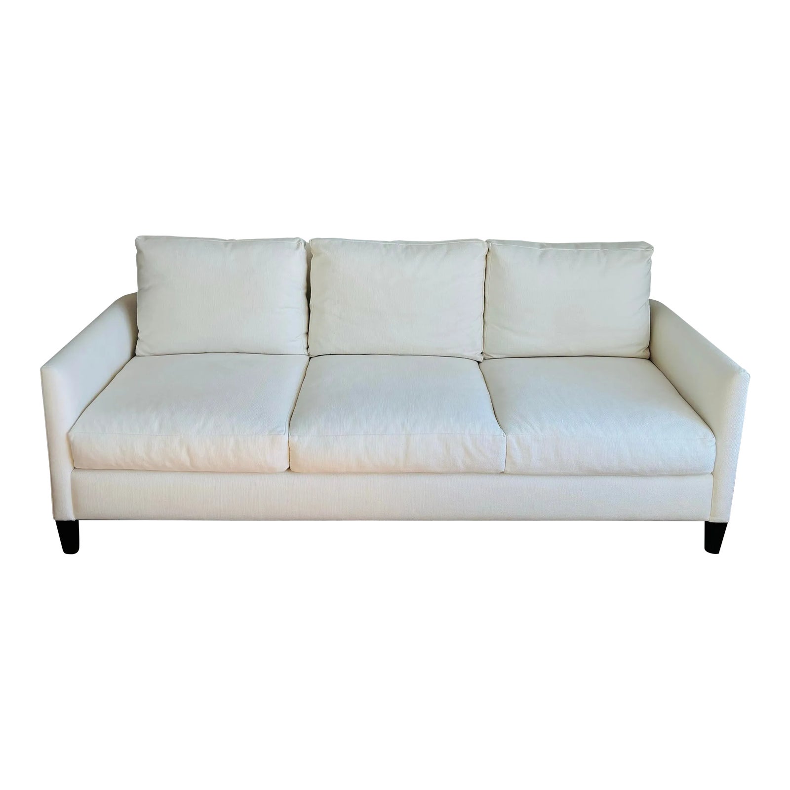 Contemporary Linen White Sofa by Beverly Furniture of California | Chairish