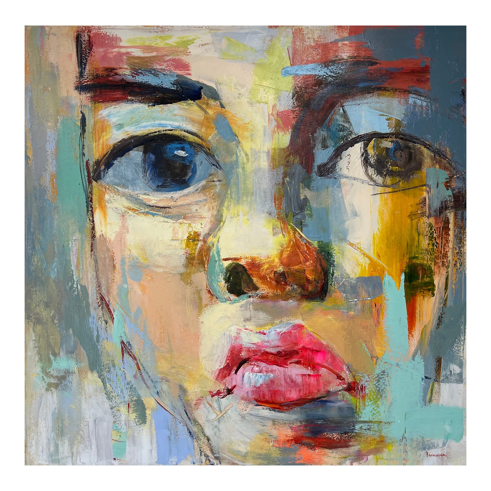 Contemporary Abstract Portrait Original Oil Painting | Chairish