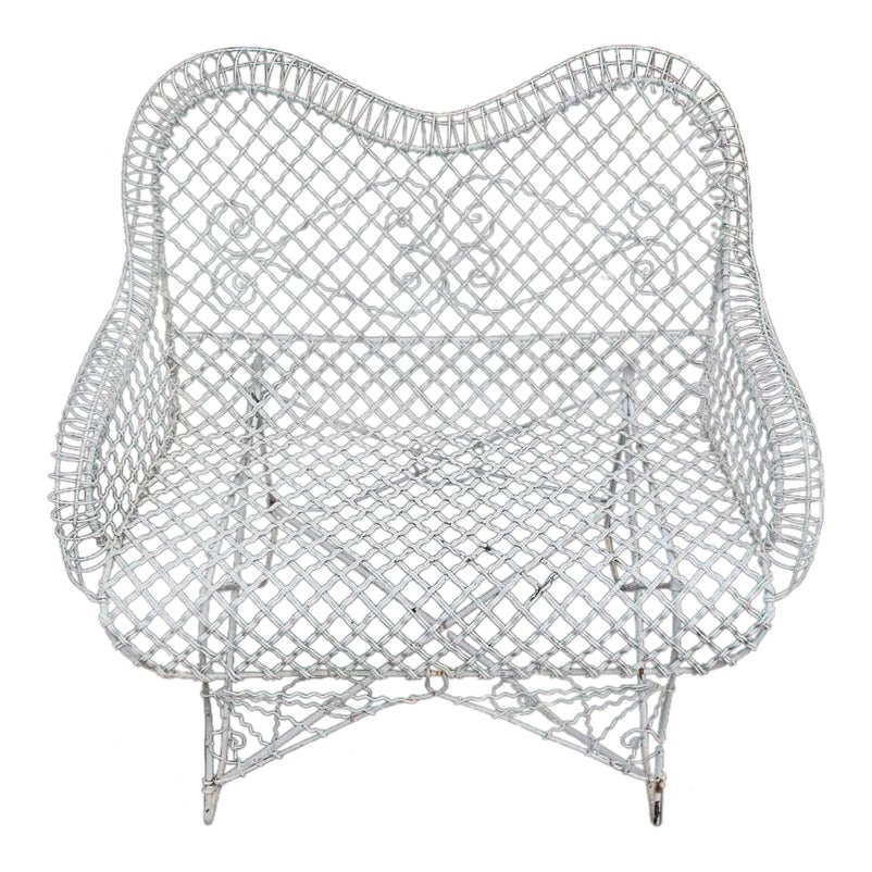 Vintage Mid Century Wire Mesh Outdoor Bench | Chairish