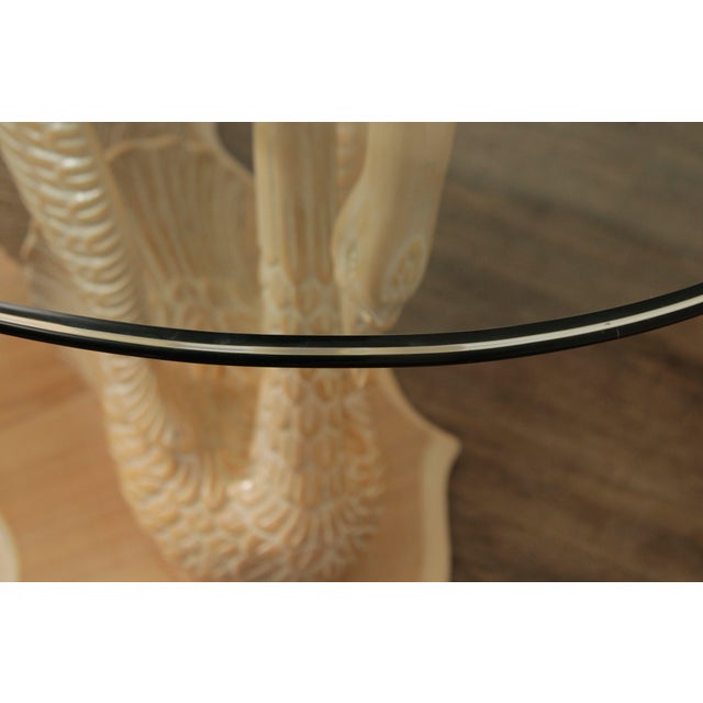 Vintage Carved Double Swan Base Oval Glass Top Dining Table | Chairish