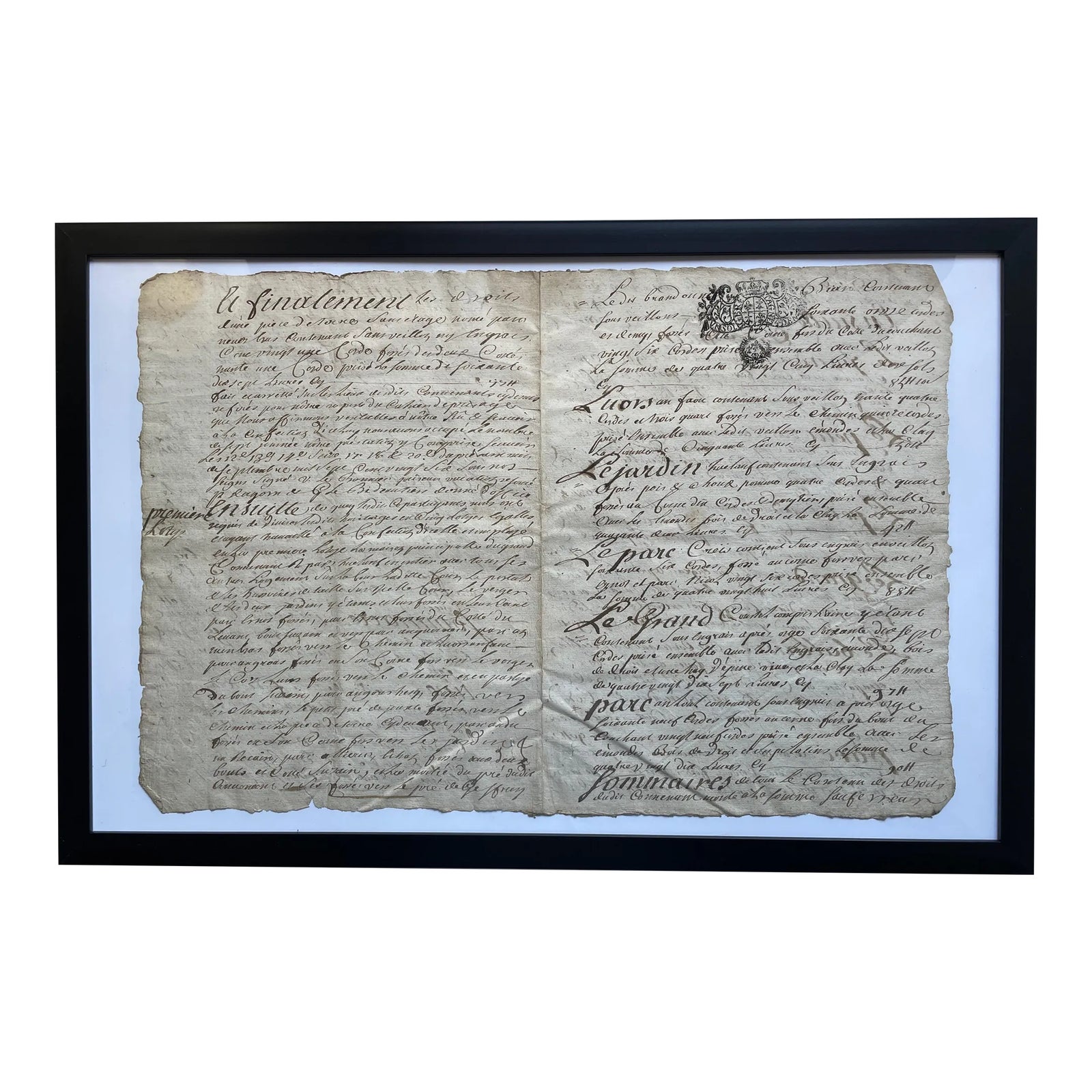 1800 Handwritten French Document on Handmade Paper - | Chairish
