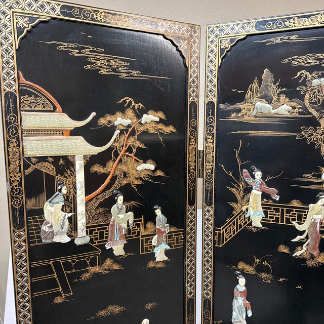 Vintage Asian Reversing Four Panel Folding Screen | Chairish