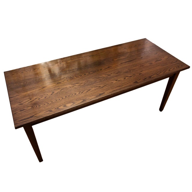 2000s Narrow Shaker Style Dark Oak Dining Table With Slim Tapered Legs ...