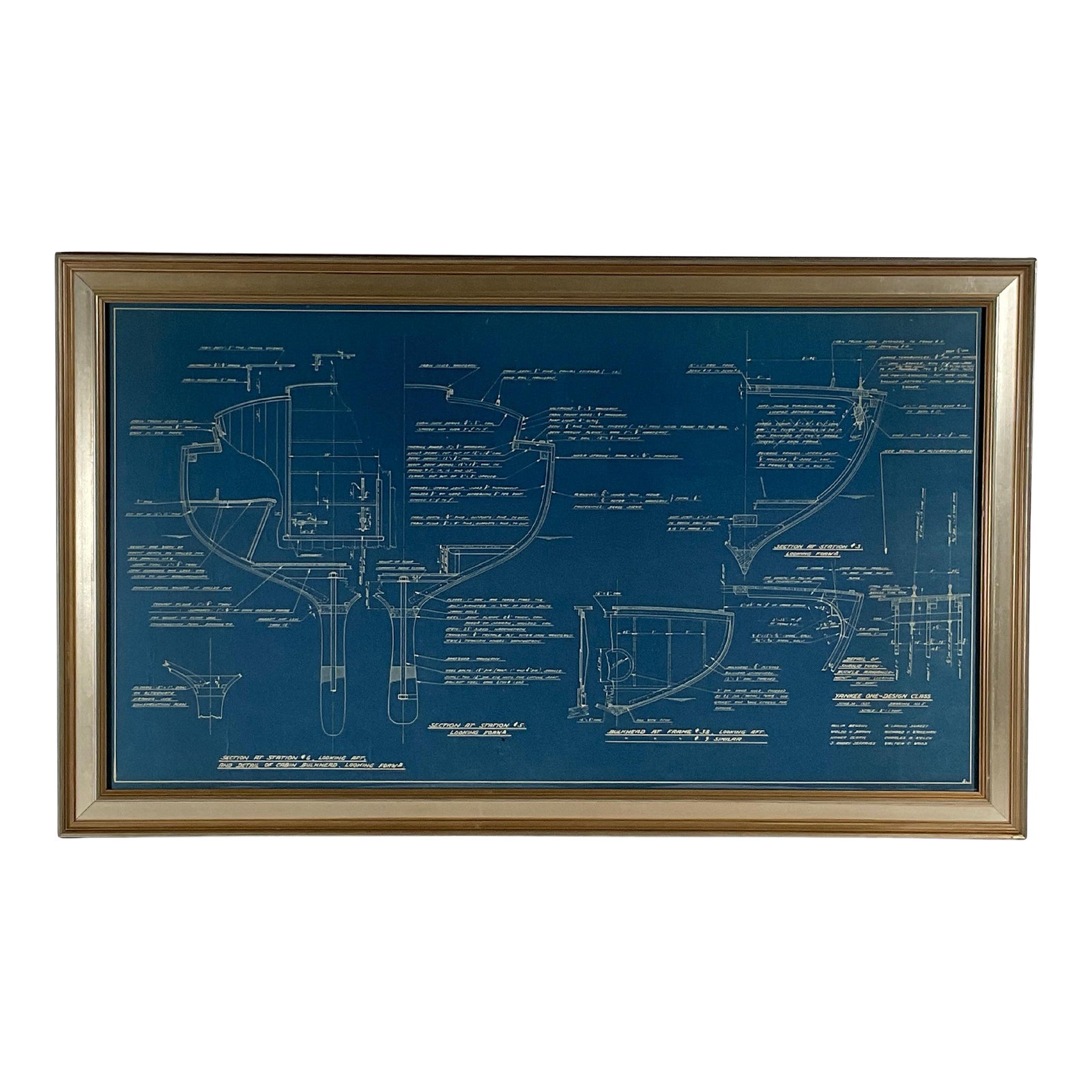 Yankee One Design Class Hull Blueprint | Chairish