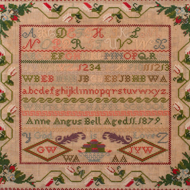 1880's Large Antique School Sampler | Chairish