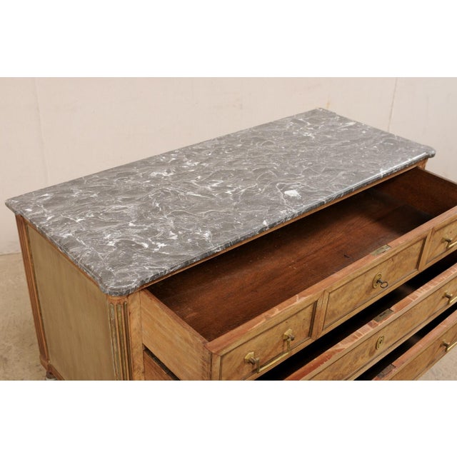 Neoclassic Commode with Original Gray Marble Top & Brass Trimmings and ...