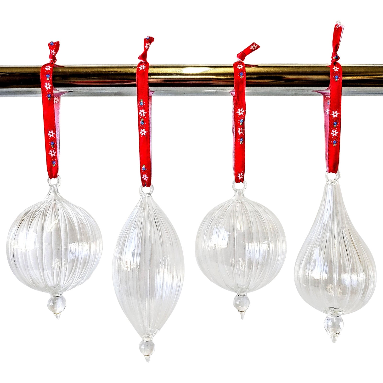 Hand Blown Belag Glass Bauble Ornaments - Set of 4 | Chairish