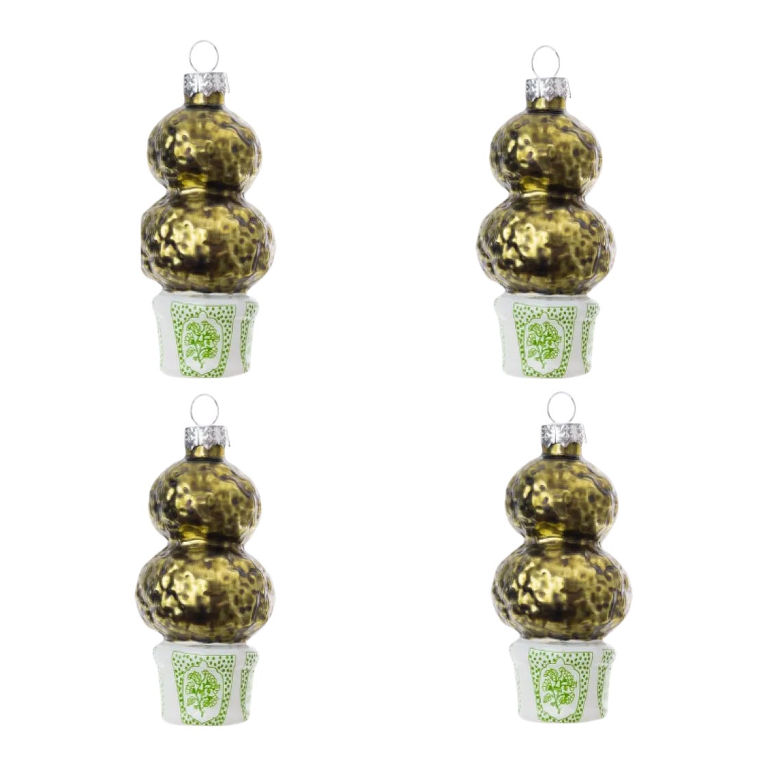 Green and White Topiary Gift Topper, Set of 4 | Chairish