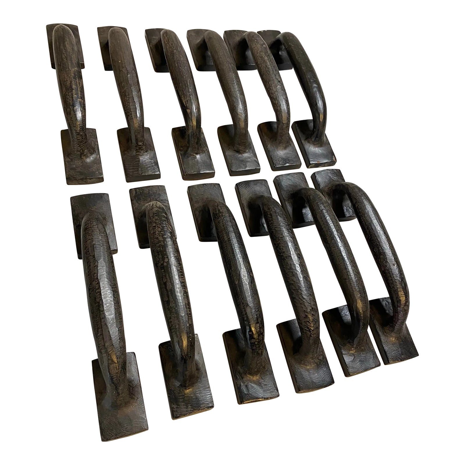 Set of 12 Pottery Barn Cast Iron Collection Rustic Hammered Hudson Pull ...