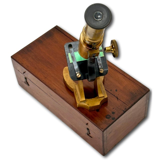 Antique - Late 19th Century Brass & Cast Iron Microscope With Original ...