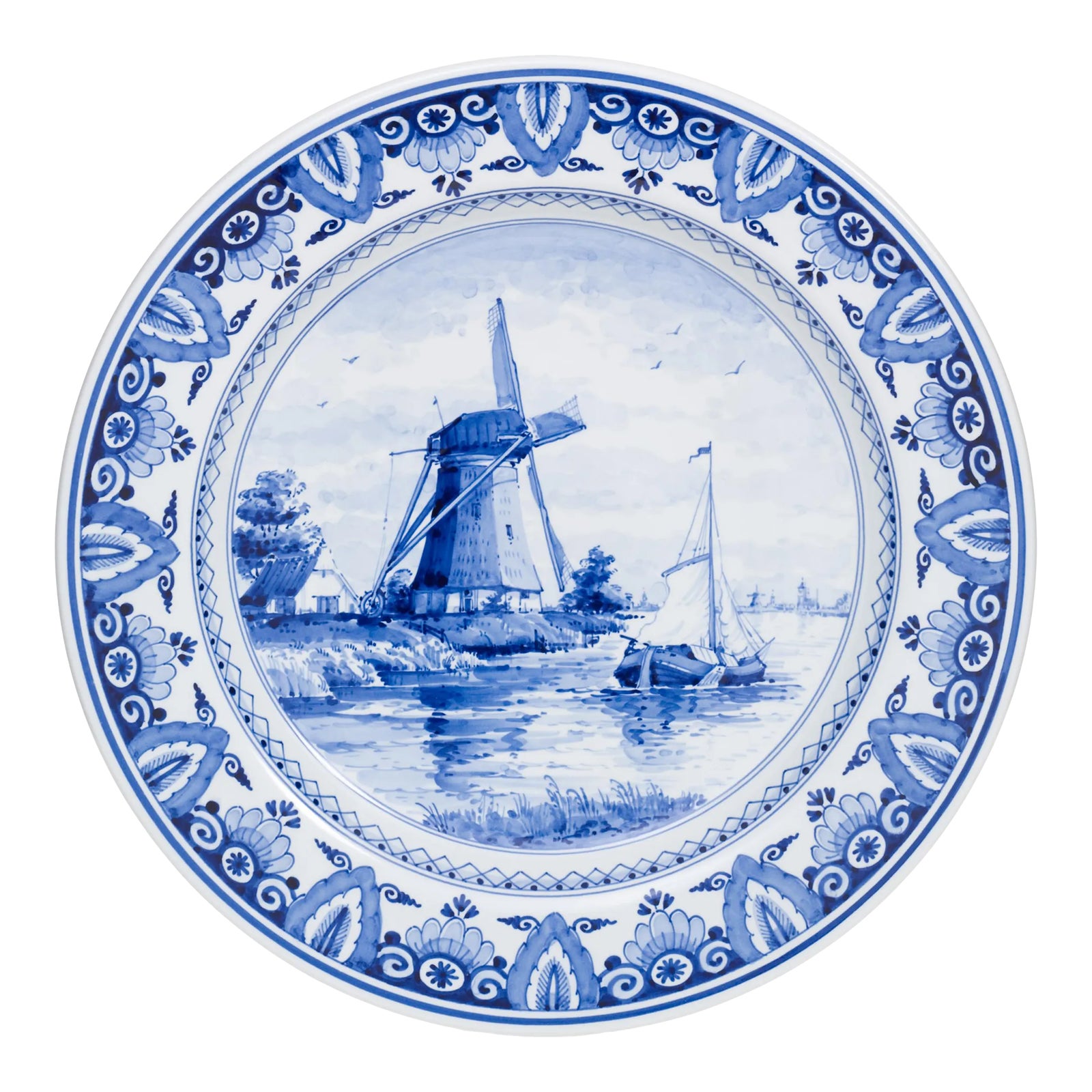 Royal Delft Original Blue Plate, Hand Painted with Windmill & Ship in ...