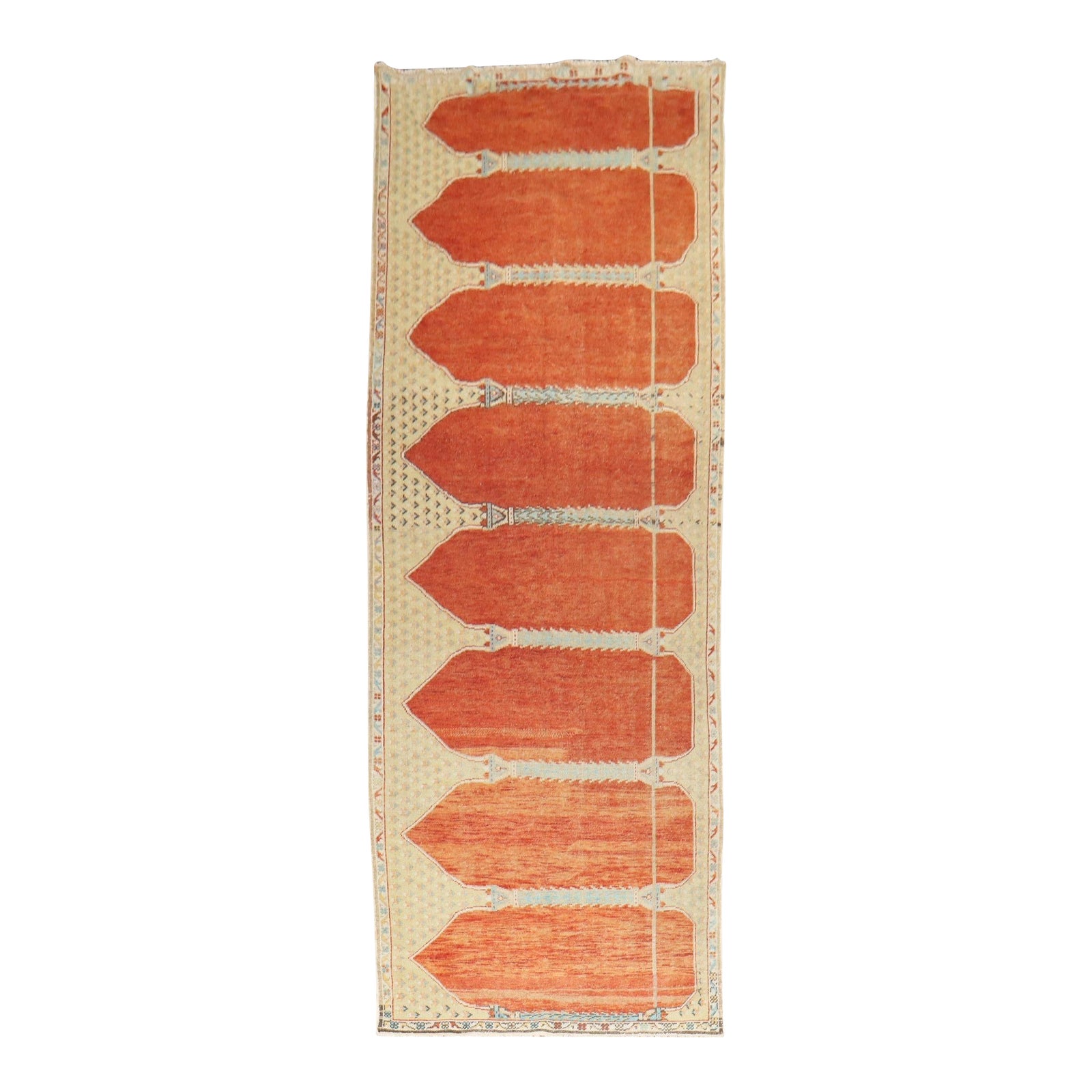 Antique Zabihi Collection Turkish Column Scroll Runner | Chairish