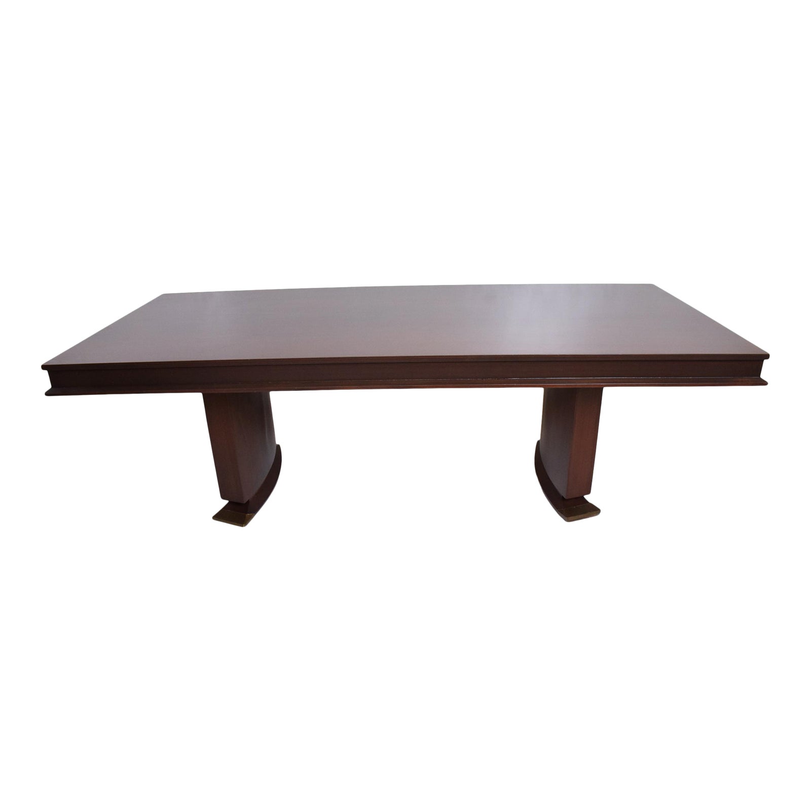 1950s Mahogany & Brass Medallion Presidential Executive Dining Table ...