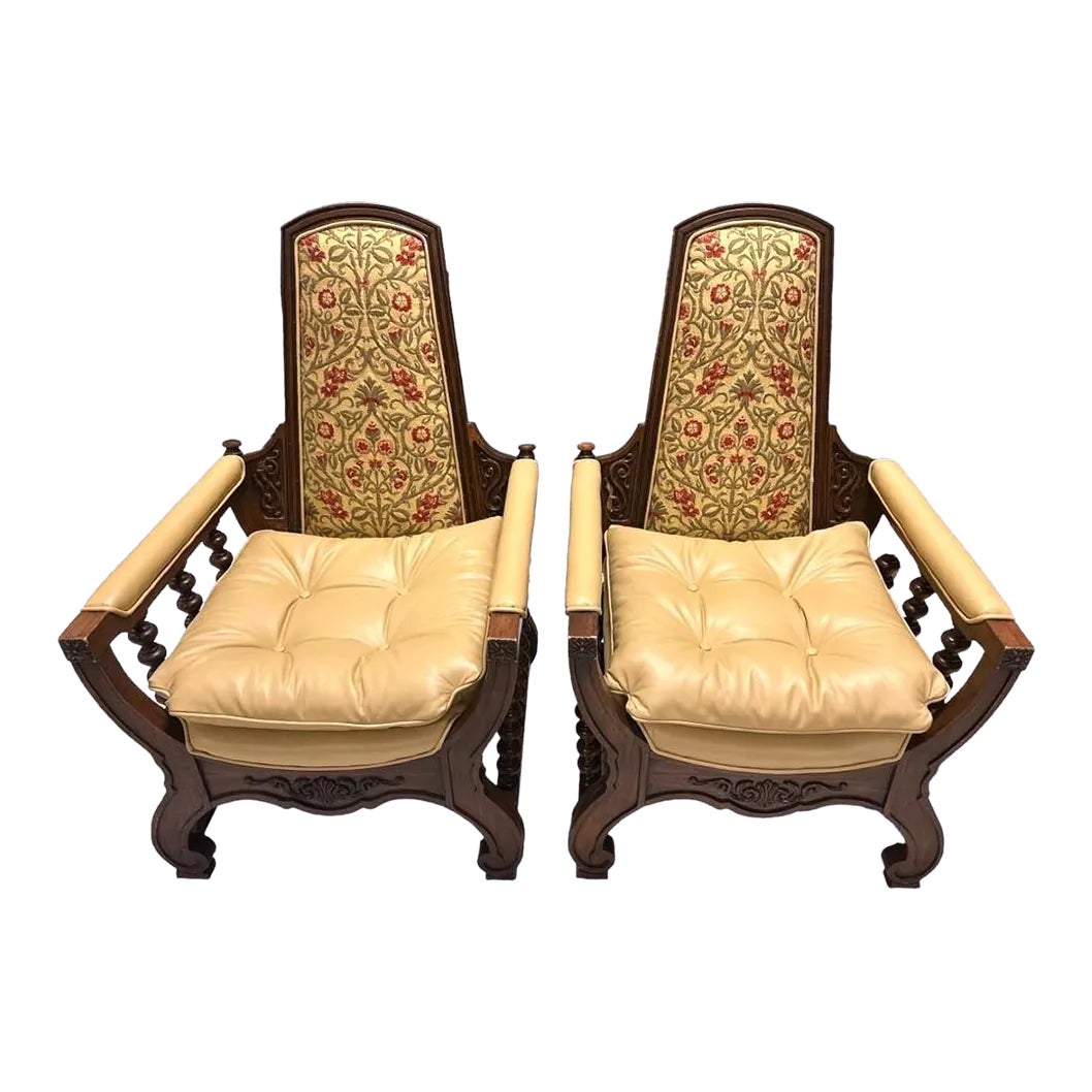 Pair of Spanish Style Mid 20th Century Chairs | Chairish