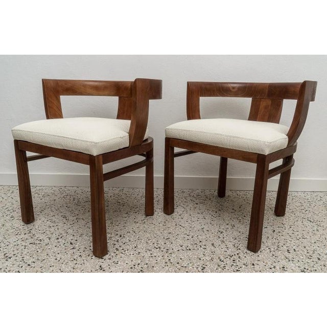 Art Deco Mid-Century Carl Bergsten Style Faux Shagreen and Teak Chairs ...