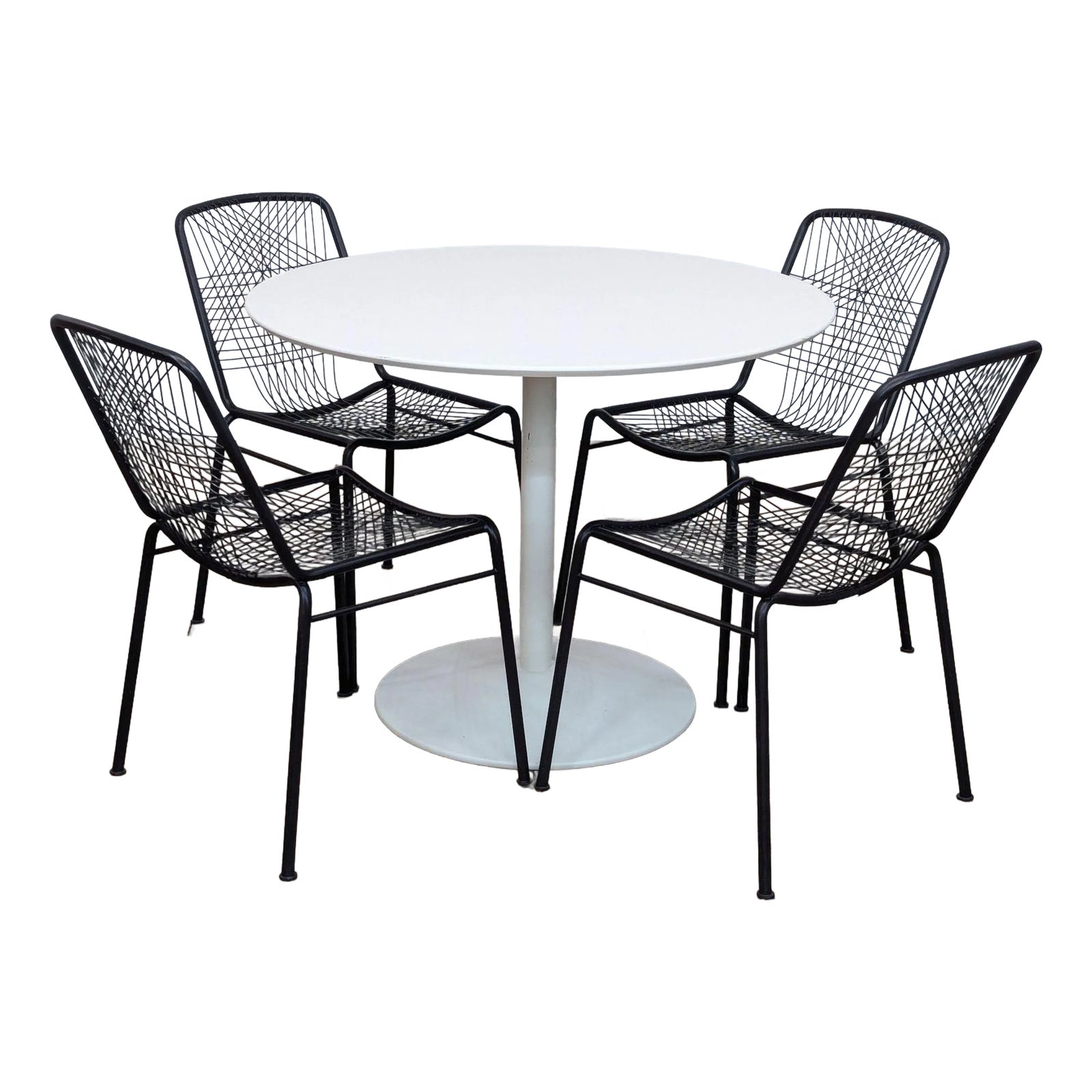 Cb2 Modern Odyssey Dining Table With 4 Alpha Metal Chairs - Set of 5 ...