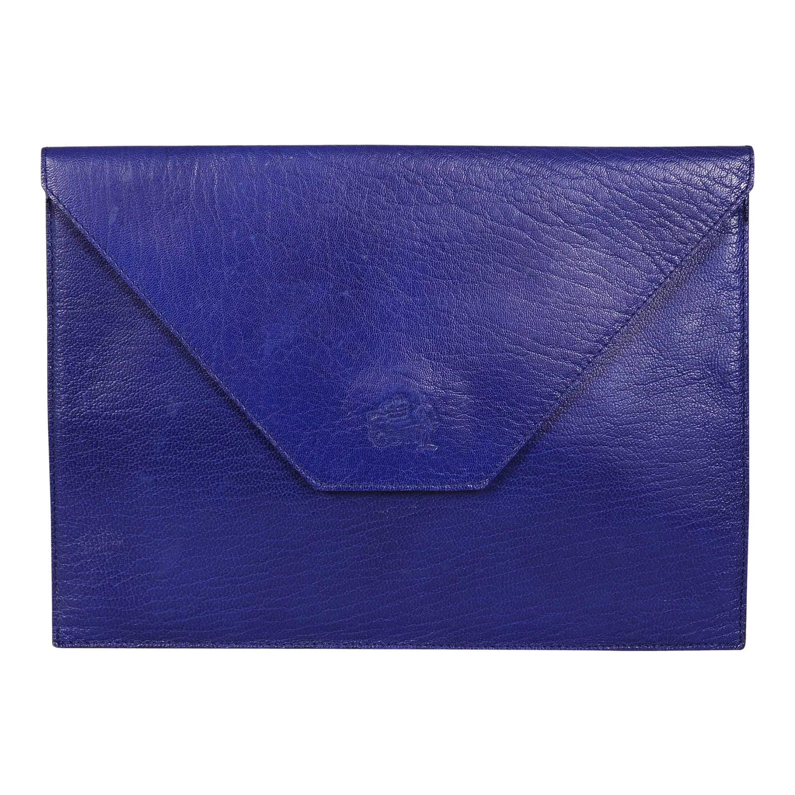 La Bagagerie, Paris Bright Blue Leather Envelope Clutch | Chairish