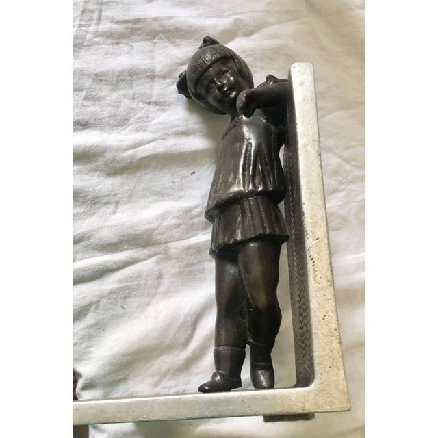 1970s Italian Bookends in Bronze Depicting Little Girl and Little Boy ...