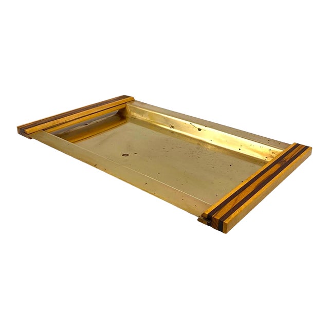 Hollywood Regency Brass and Inlaid Woods Tray, Italy 1970s | Chairish