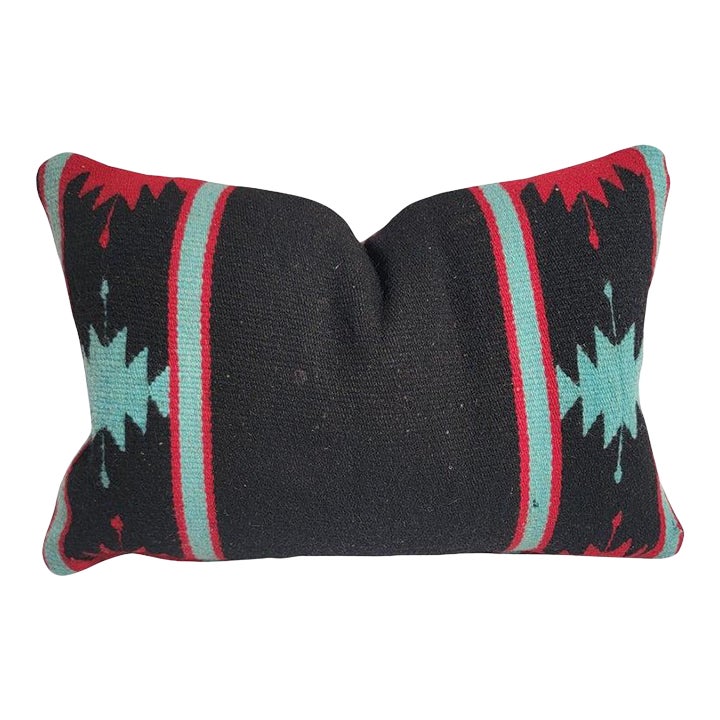 20Thc Navajo Indian Weaving Pillow W/ Leather Back | Chairish
