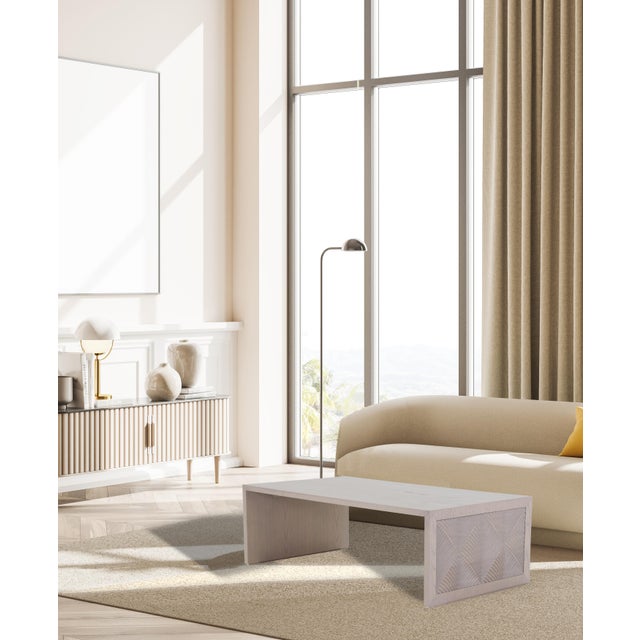 Italian Carved Wood Modern Tropical Sand Coffee Table | Chairish