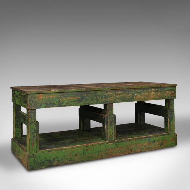 1900s Antique Victorian English Pine Factory Mill Table | Chairish
