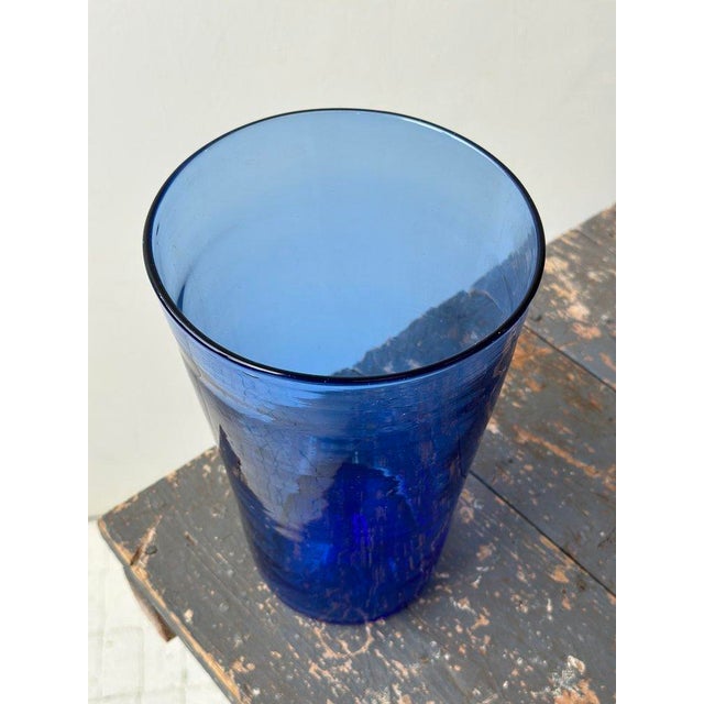 Vintage Mid-Century Cobalt Blue Blown Glass Bucket Vase #366 Attributed ...