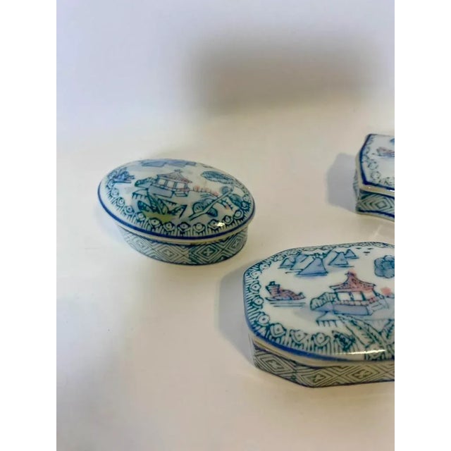 Vintage Chinese Porcelain Trinket Dishes, Set of 3, Small Pill Box ...