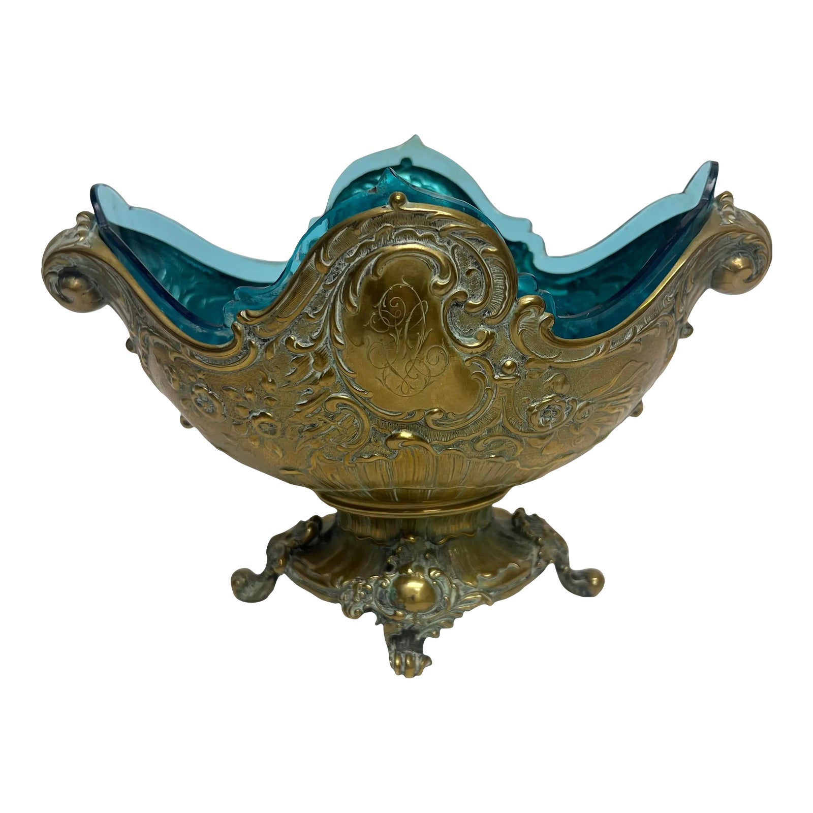 Circa 1920s French Brass Repoussé Cachepot | Chairish