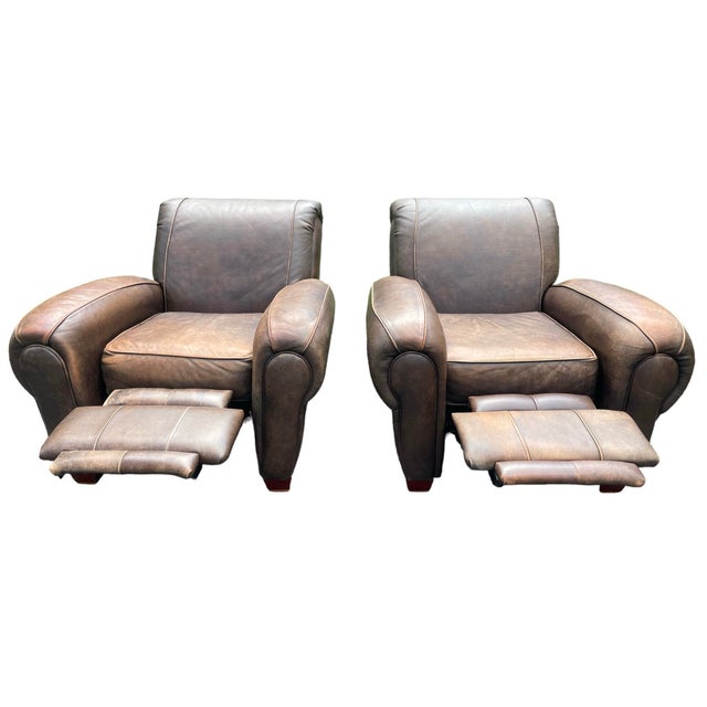 Late 20th Century Klaussner Leather Deep Seat Large Brown Leather ...
