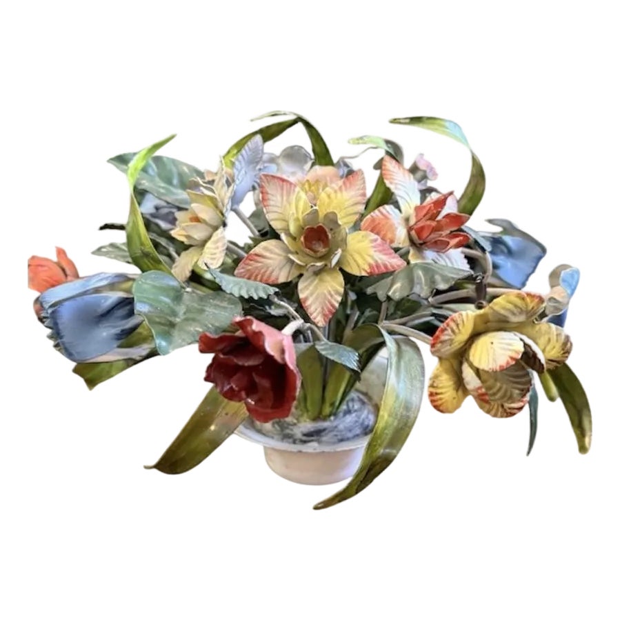 Vintage Italian Tole Flowers / Floral Bouquet Arrangement Sculpture in ...