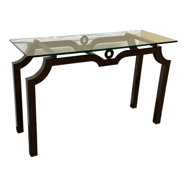 Custom Design Architectural Metal + Glass Console Table | Chairish