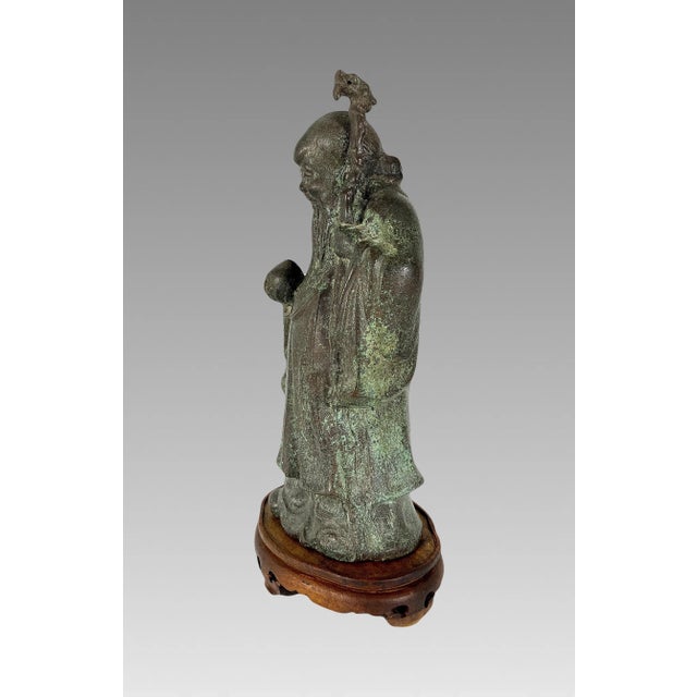 Chinese Patinated Bronze Figure of the Wise Man, Fu Lou Shou - Deity of ...