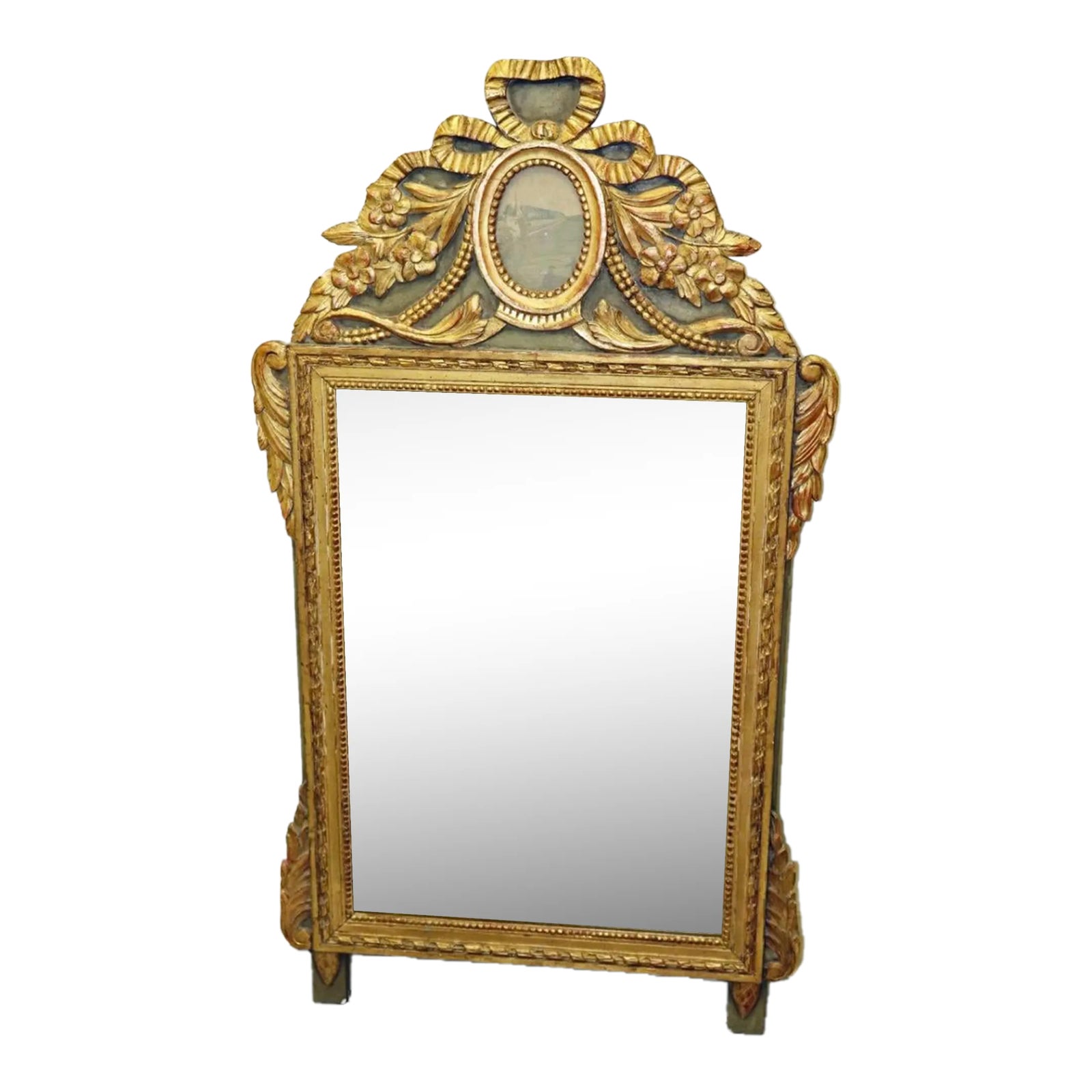18th Century Louis XV Mirror With Oval Etching | Chairish