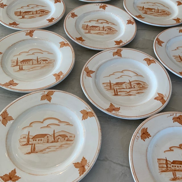 Vietri Bramasole Cream and Burnt Orange Dinner Plates, Made in Italy ...