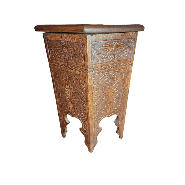 1900s Antique Victorian Oak Taboret/Side Table | Chairish