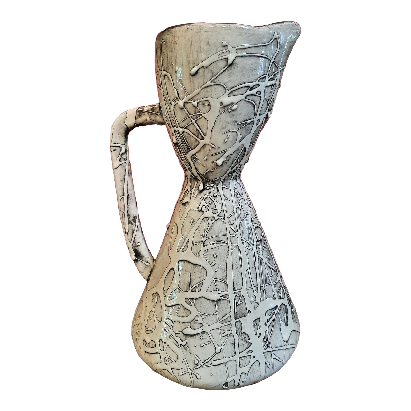 Mid Century Splatter Pottery Pitcher Schoop Willis | Chairish
