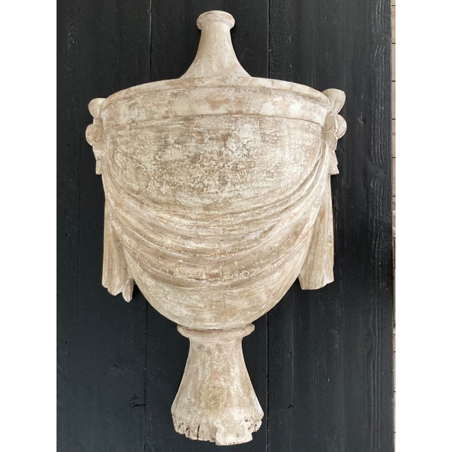 Wooden Urn Wall Sculpture | Chairish